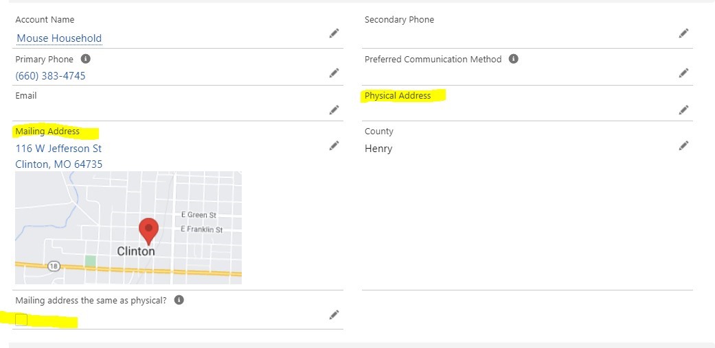 Mailing Address & Physical Address Adjustment - WILS