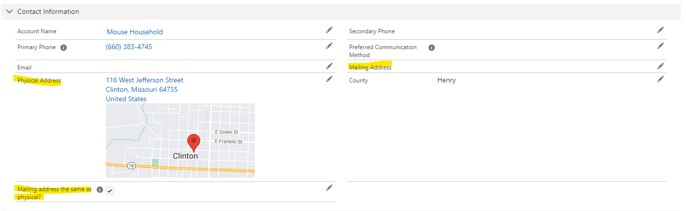 Mailing Address & Physical Address Adjustment - WILS